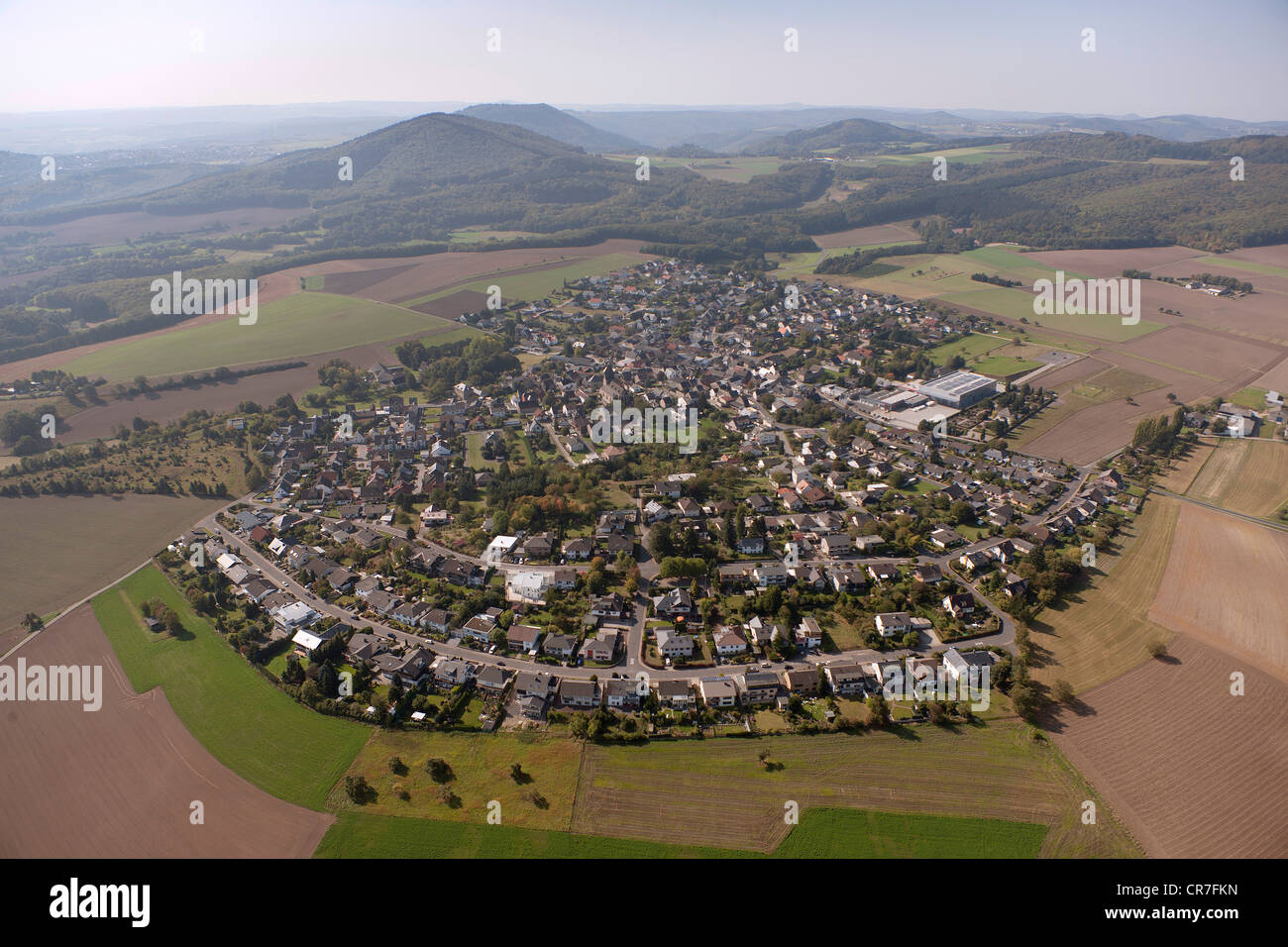 Aerial view, Bell, Eifel mountain range, Rhineland-Palatinate, Germany ...