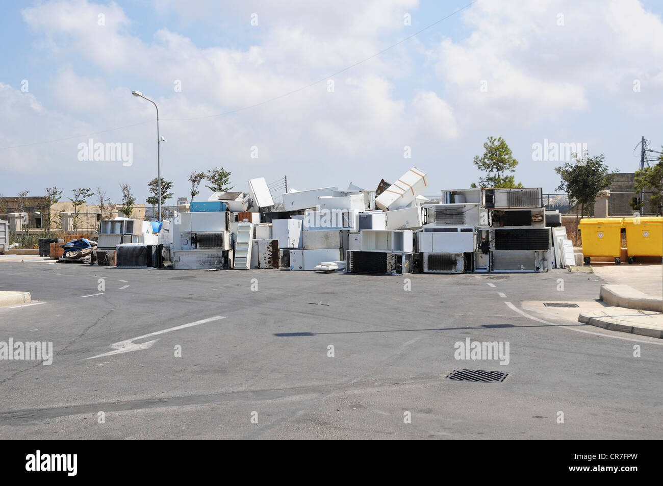 A section in a civic amenity site where used fridges and electrical ...