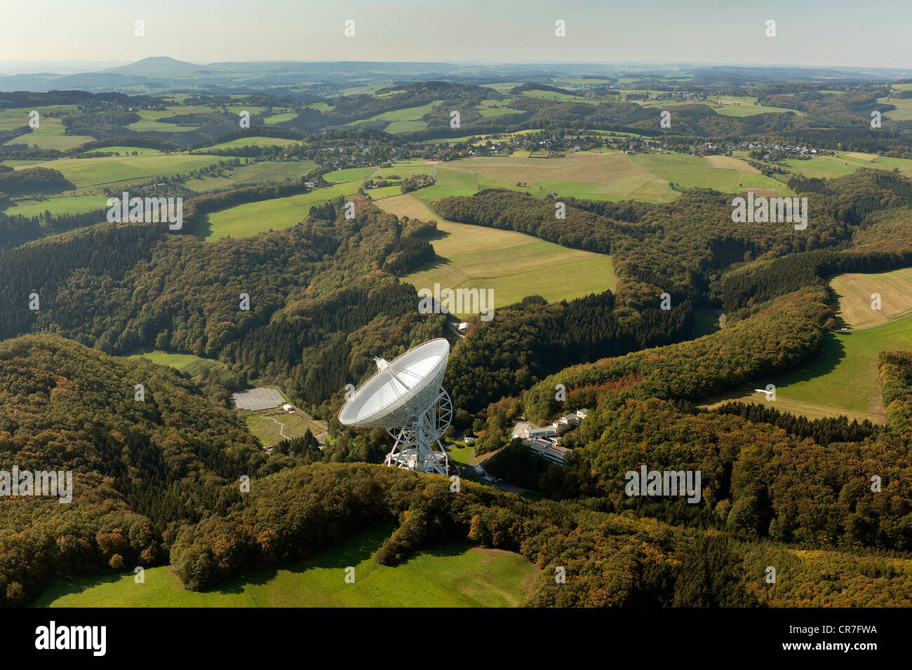 Aerial view, radio telescope, Effelsberg, Bad Muenstereifel, Eifel ...