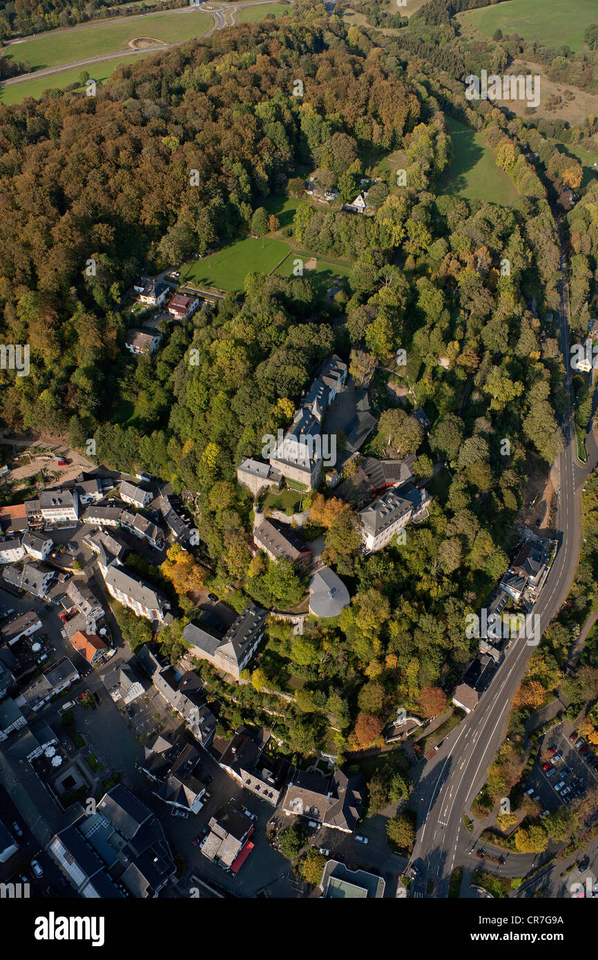 Aerial view, Blankenheim castle, Blankenheim, Eifel mountain range ...