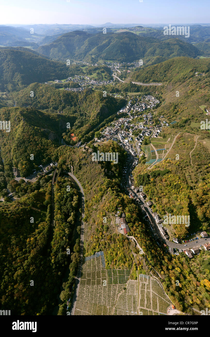 Aerial view, Altenahr and the Ahrtal valley, Eifel mountain range ...