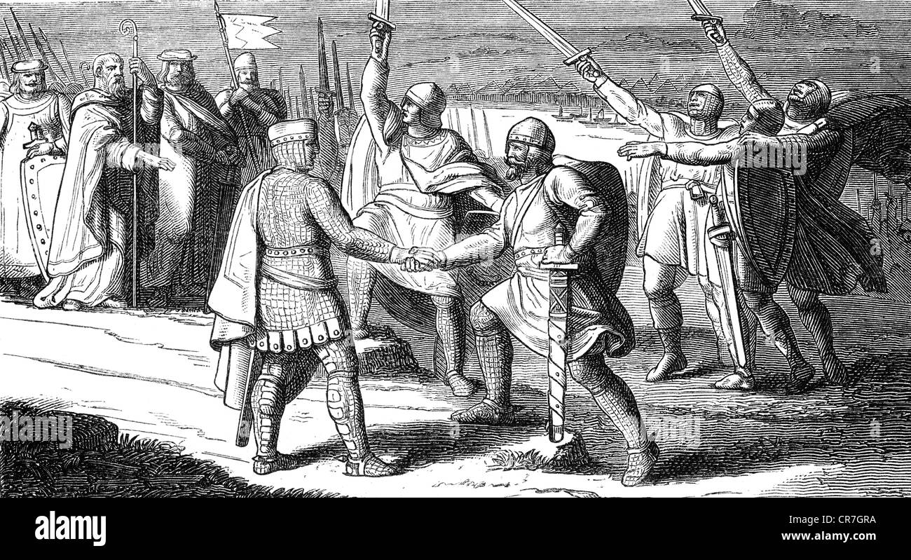 Conrad II, circa 990 - 4.6.1039, Holy Roman Emperor 1027 - 1039, scene ...