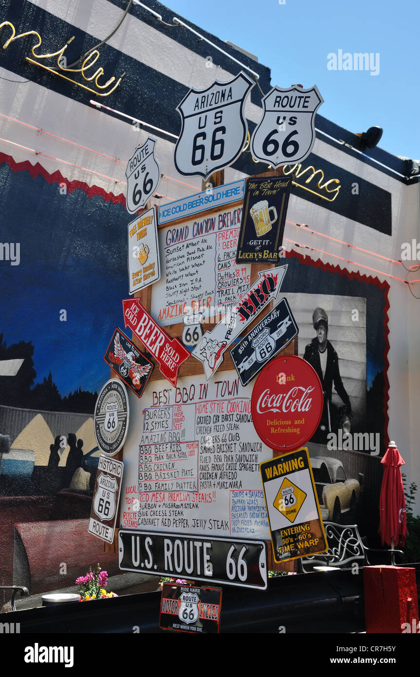 Cruisers Cafe 66 menu in Williams, Arizona (old Route 66 town Stock ...