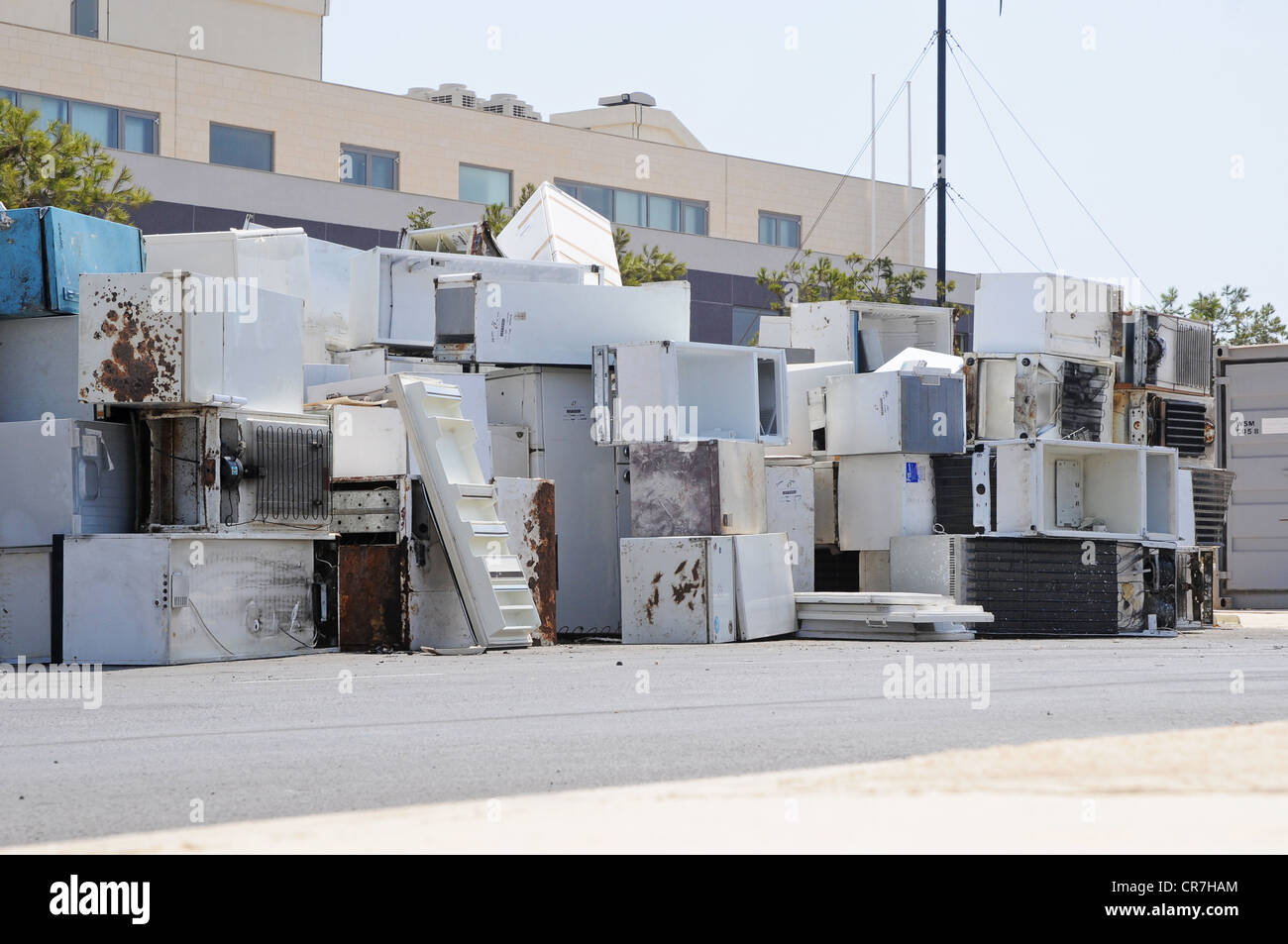 A section in a civic amenity site where used fridges and electrical ...