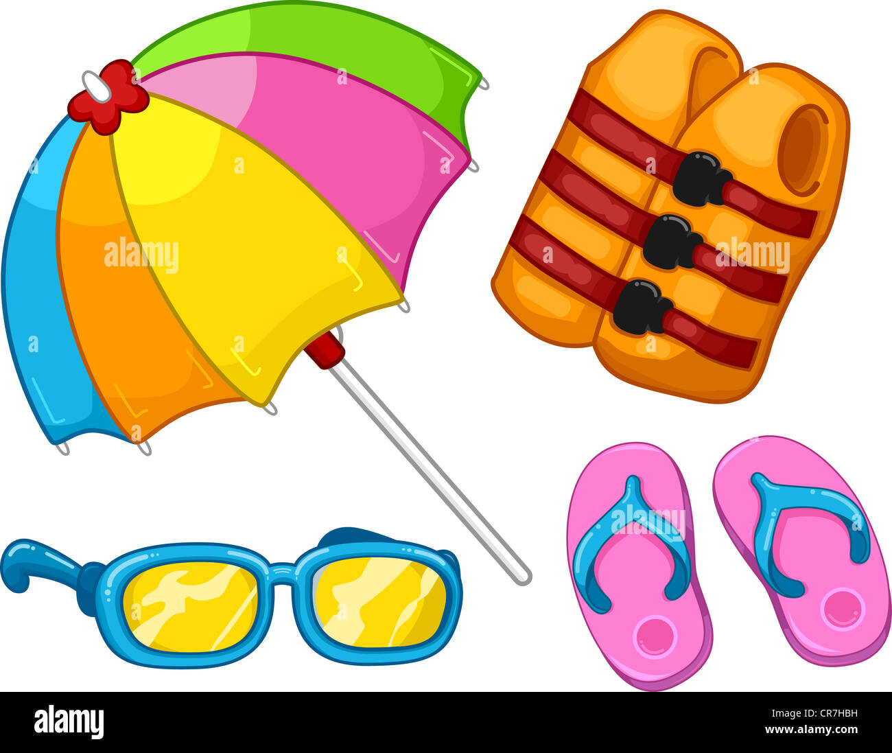 Illustration Featuring Beach Related Items Stock Photo - Alamy
