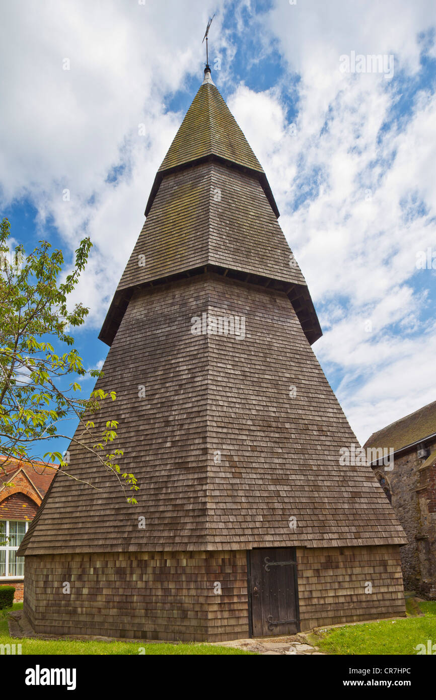 St Augustines Church bell tower, Brookland, Kent Stock Photo - Alamy