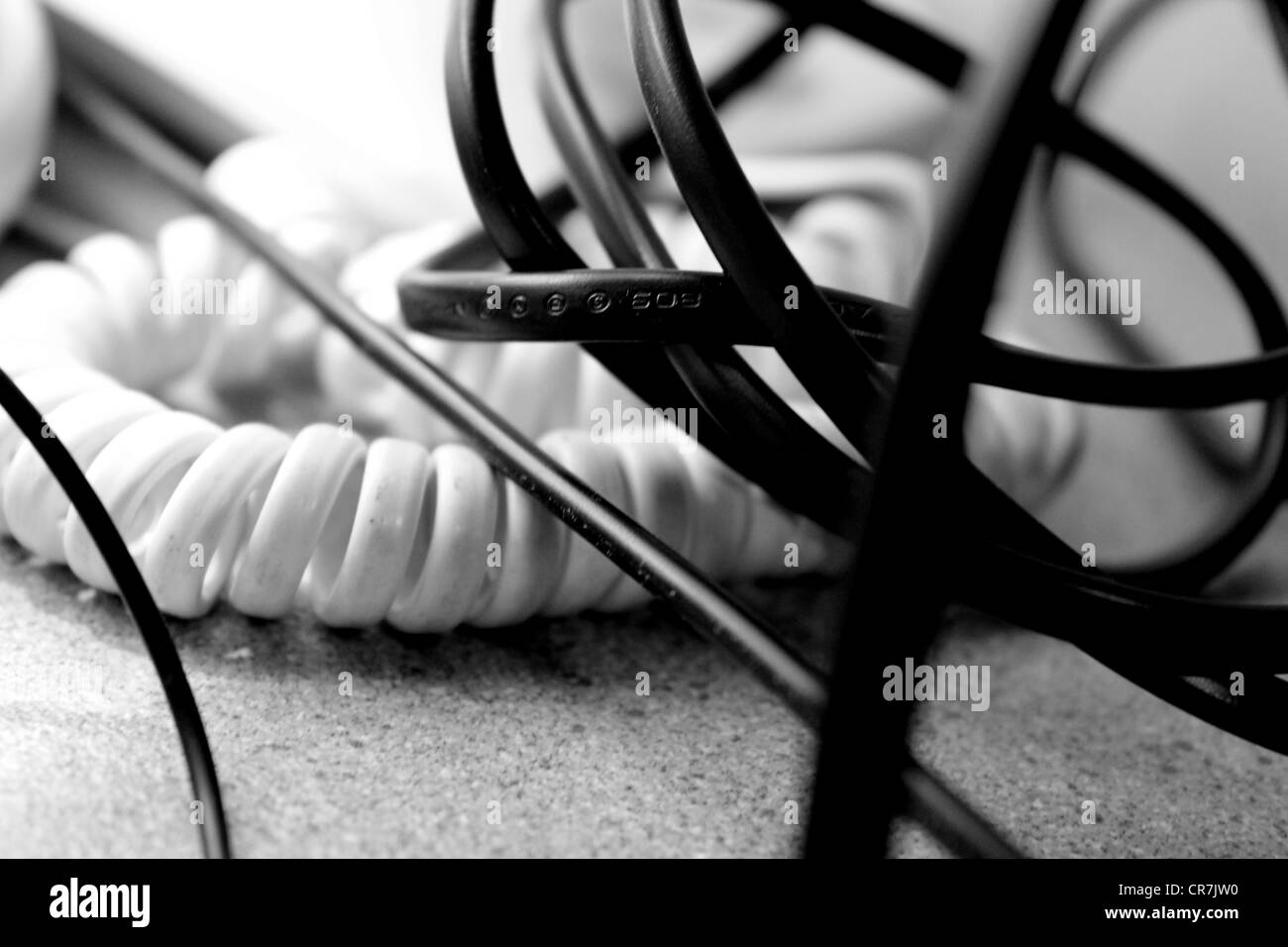black and white abstracted desk wire close ups Stock Photo - Alamy