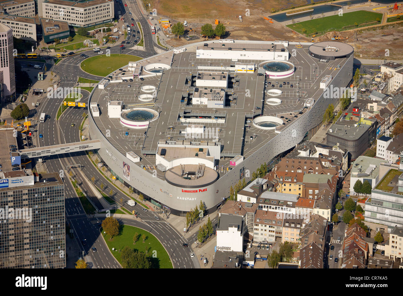Aerial view, Karstadt department store, Limbecker Platz shopping centre ...