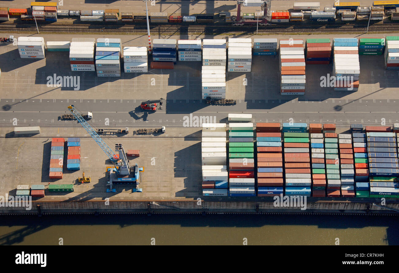 Aerial view, container storage area, port of Duisburg, Duisport ...