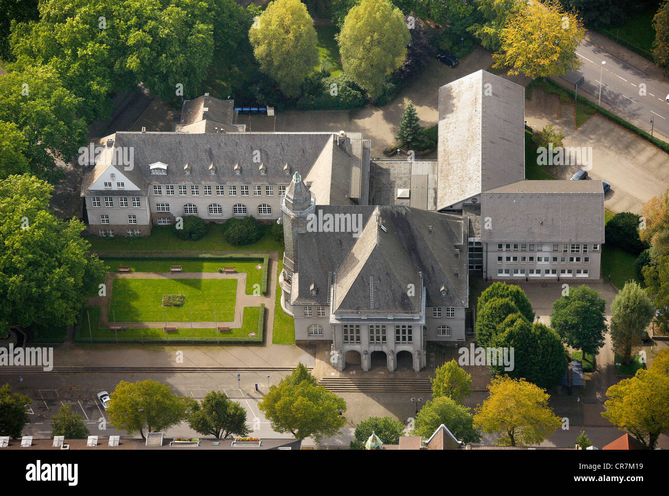 Aerial view, City Hall, Schwerte, Ruhr Area, North Rhine-Westphalia ...