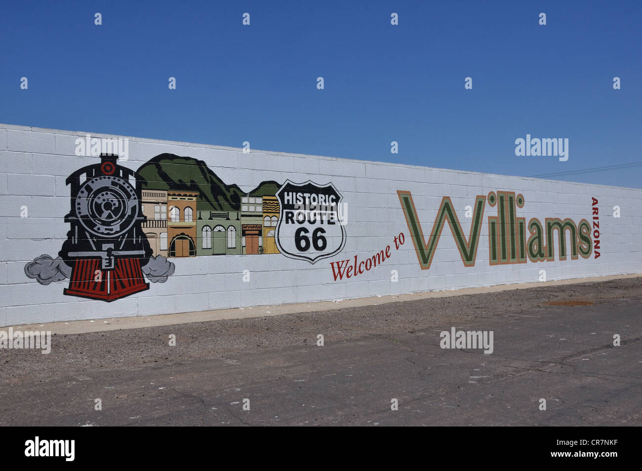 Welcome sign, Williams, Arizona (old Route 66 town Stock Photo - Alamy