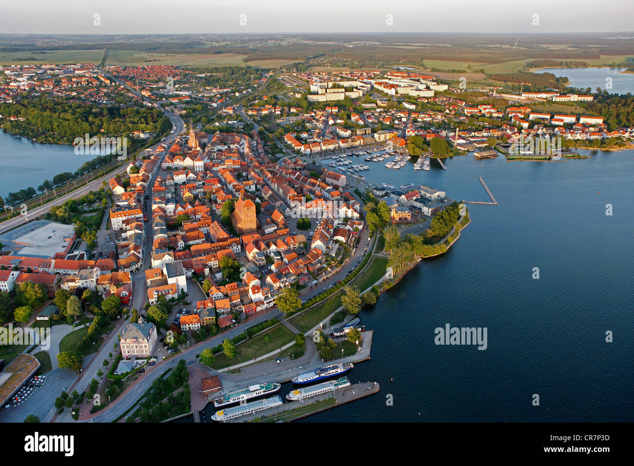 Aerial view, Waren, Mueritz county, Mecklenburg-Western Pomerania ...