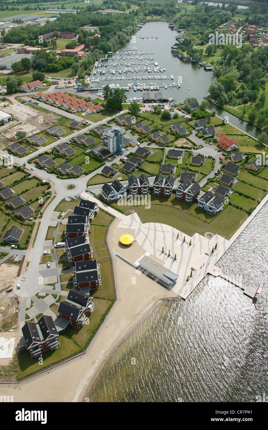 Aerial view, Lake Claassee, vacation homes, Rechlin, Mueritz county ...