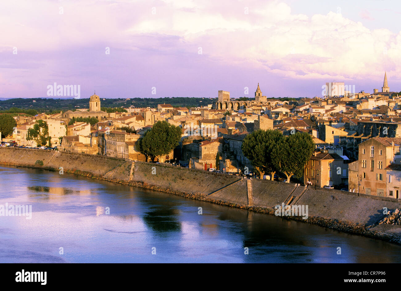 France, Bouches du Rhone, Arles, Marx Dormoy dock and Rhone river view ...