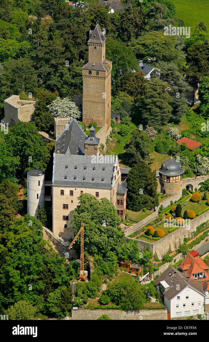 Aerial view, Burg Kronberg castle, Kronberg im Taunus, Hesse, Germany ...