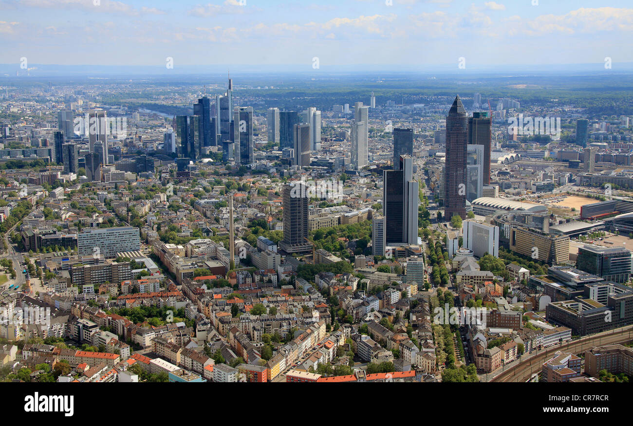 Aerial view, financial district, Frankfurt am Main, Hesse, Germany ...