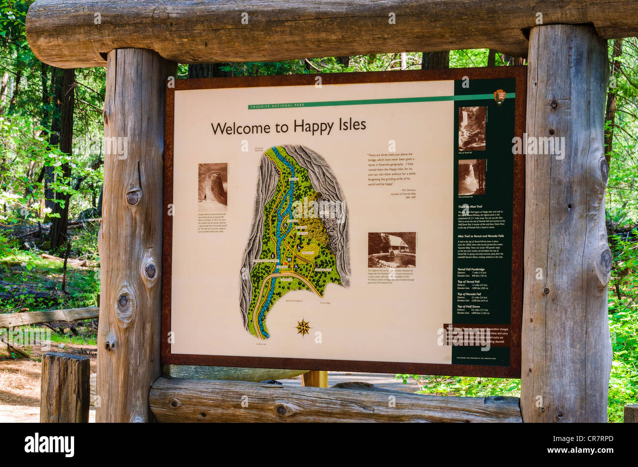 Happy Isles interpretive sign, Yosemite National Park, California USA ...