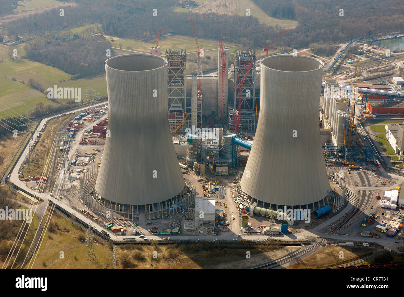 Aerial view, Kraftwerk Westfalen power plant, coal-fired power plant of ...