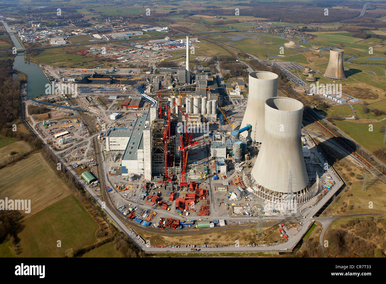 Aerial view, Kraftwerk Westfalen power plant, coal-fired power plant of ...