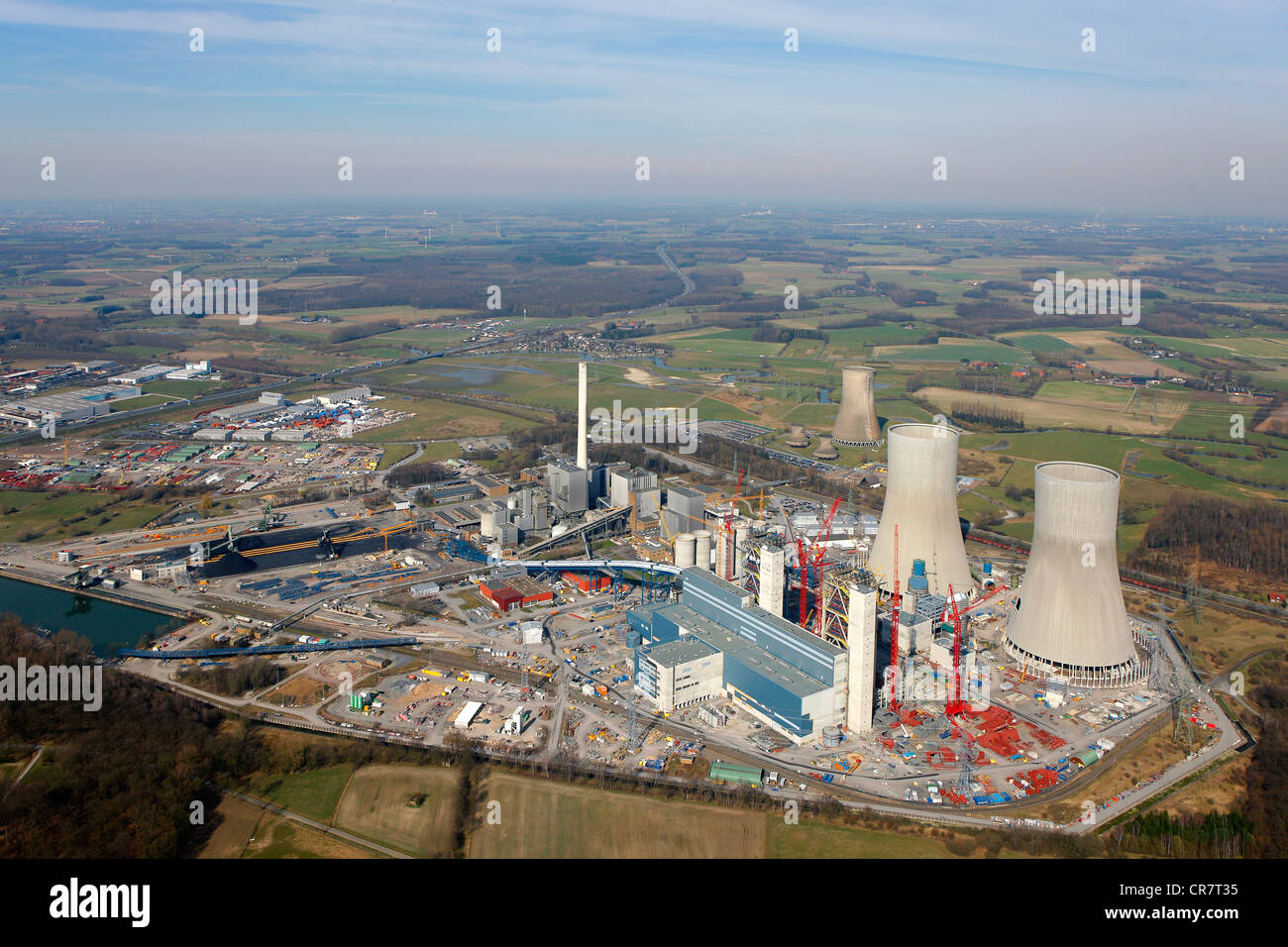 Aerial view, Kraftwerk Westfalen power plant, coal-fired power plant of ...