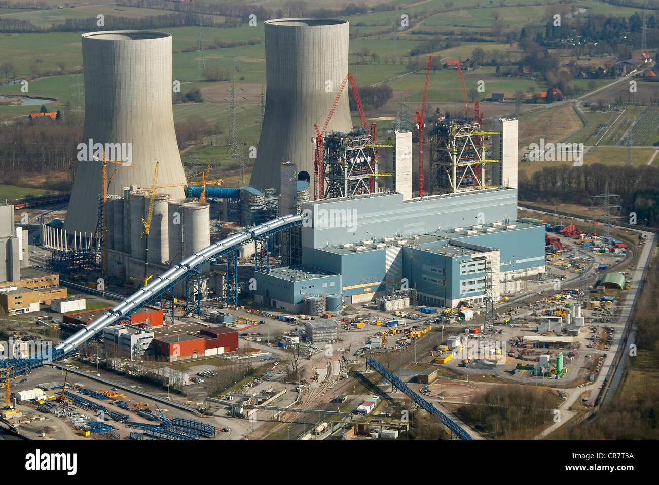 Aerial view, Kraftwerk Westfalen power plant, coal-fired power plant of ...