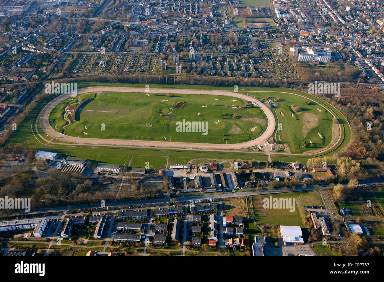 Aerial view, Galopprennbahn Wambel racecourse, race track and golf ...