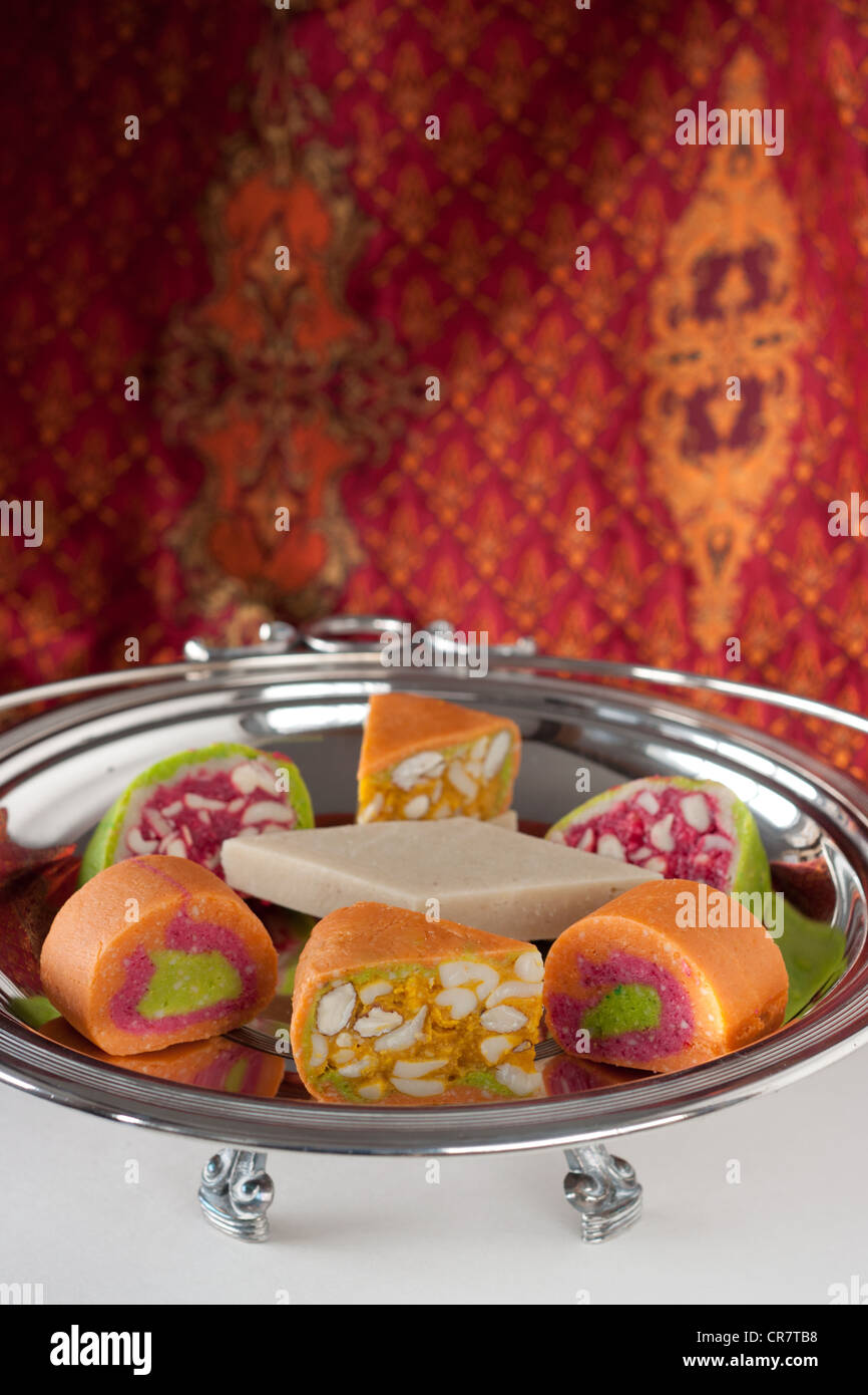 Indian dessert silver plate hi-res stock photography and images - Alamy