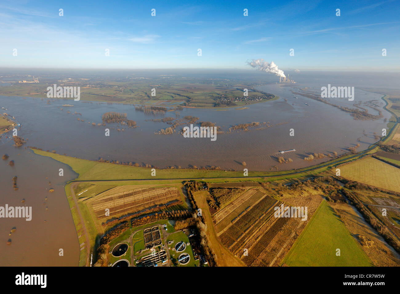 Flood water, Lippe and Rhine Rivers, Rheinauen, Rhine floodplains ...