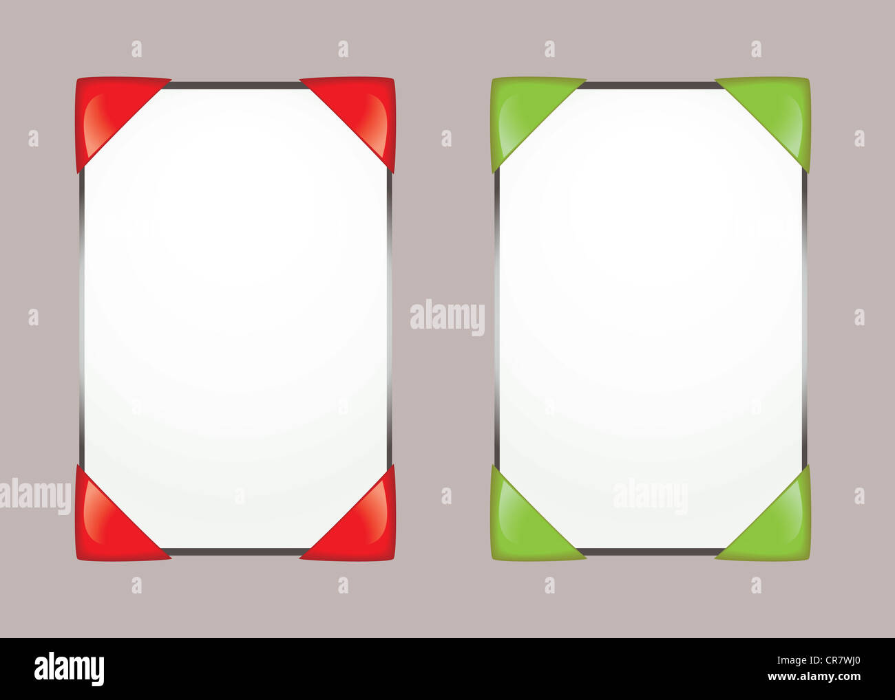 Two white paper note pads with bright coloured edge protectors and copy ...
