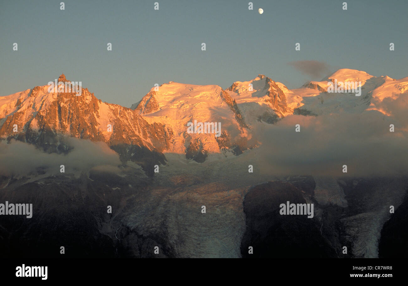 France, Haute Savoie, Mont Blanc (4807 m) view from the Brevent Stock ...