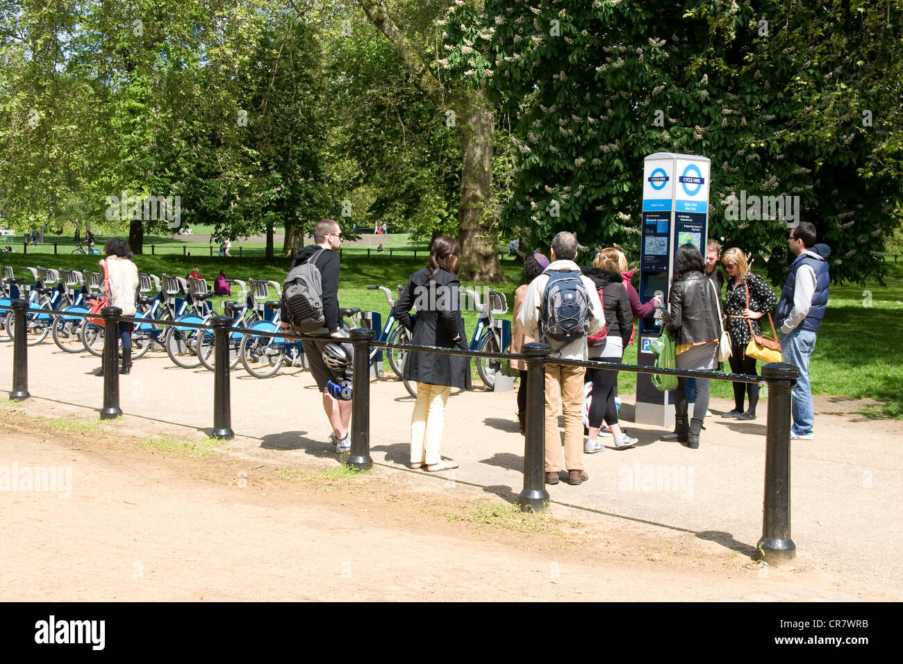 TFL Transport for London cycles and racks Hyde Park Stock Photo - Alamy