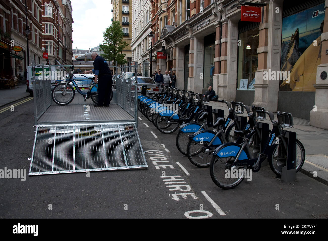 transport of TFL bikes loading unloading Stock Photo - Alamy