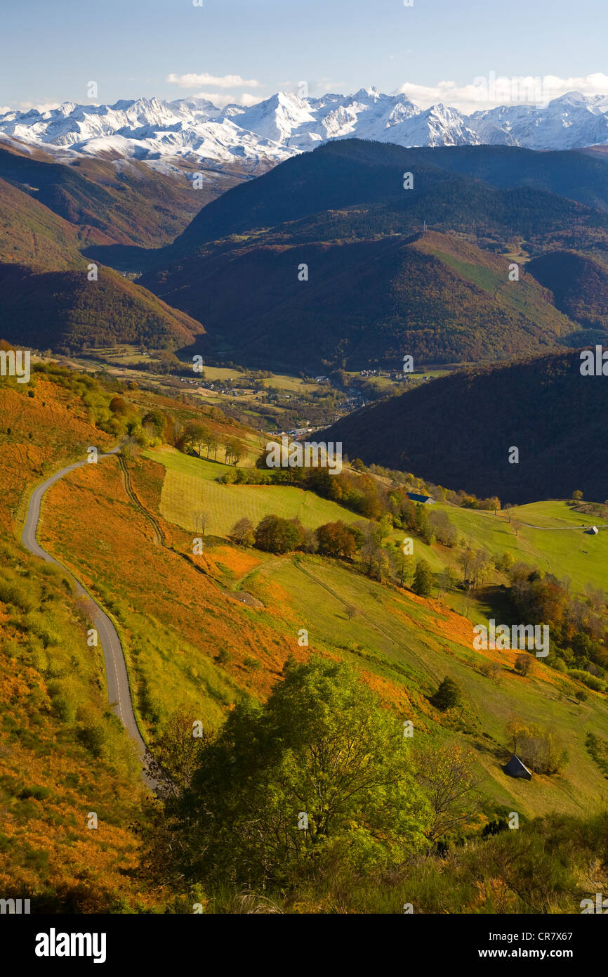 France, Hautes Pyrenees, Aure valley and the Pyrenees views from the ...