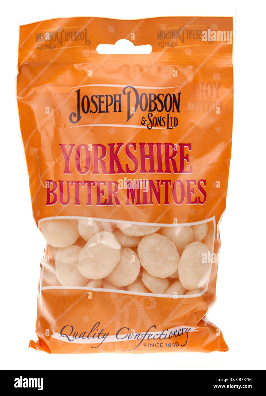 Bag of Joseph Dobson Yorkshire Butter mintoes Stock Photo - Alamy