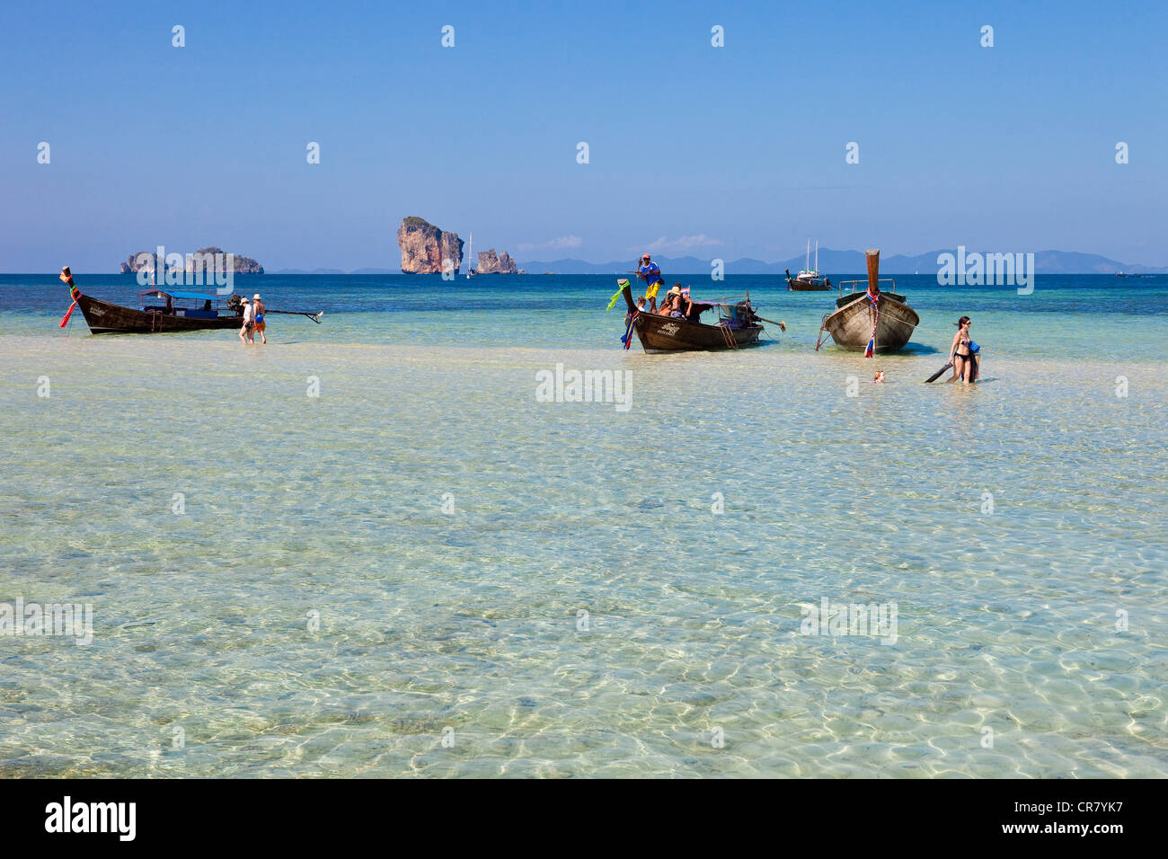 Thailand, Krabi Province, off Railay accessible by Long Tail boat, the ...