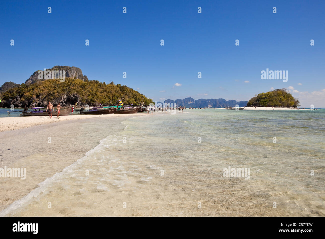 Thailand, Krabi Province, off Railay accessible by Long Tail boat, the ...