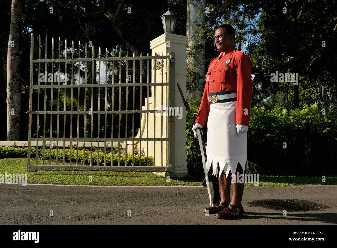Military guard duty outside Government Buildings in Suva. Wearing ...