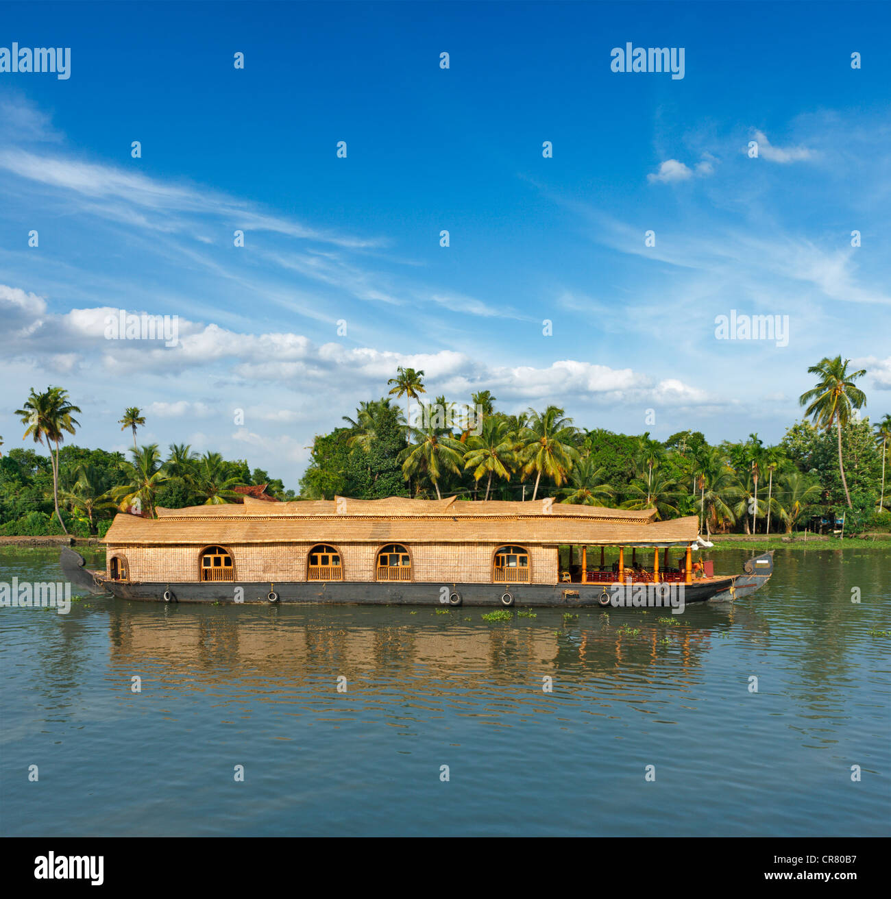 Houseboat on Kerala backwaters. Kerala, India Stock Photo - Alamy