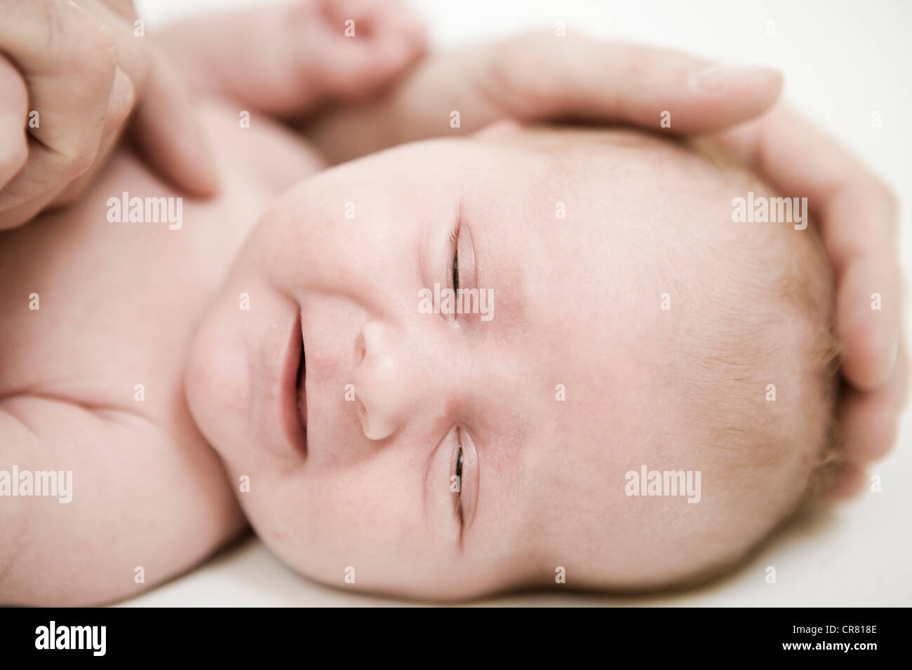 Baby, being caressed with hands Stock Photo - Alamy