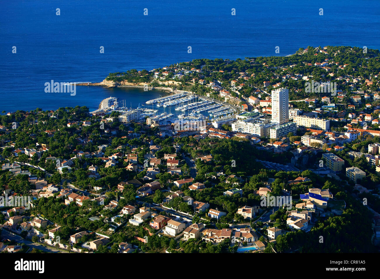France, Bouches du Rhone, Cote Bleue, Carry le Rouet (aerial view Stock ...