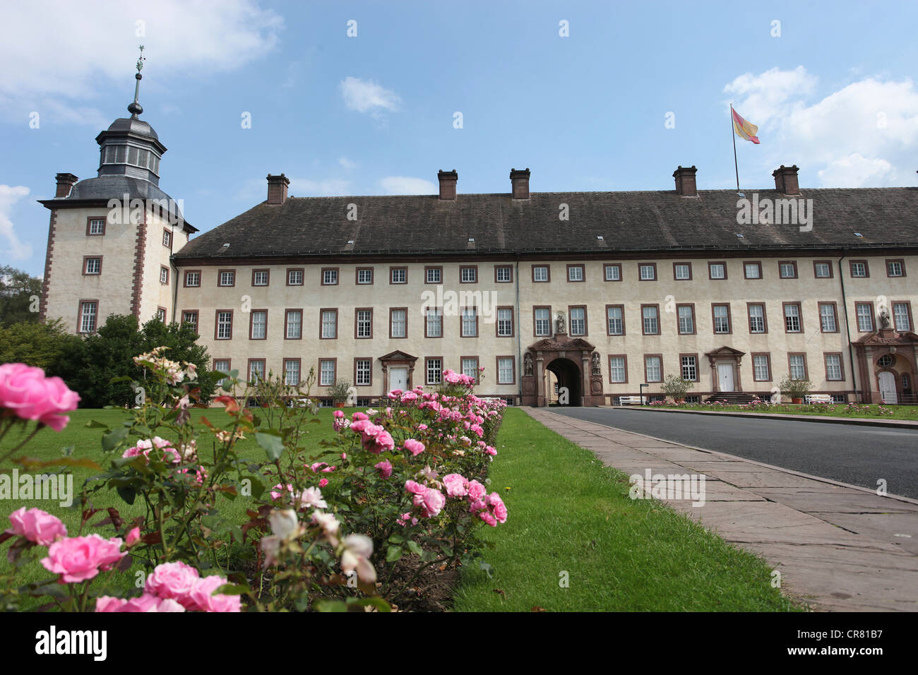 Schloss Corvey castle, former abbey, Hoexter, Weserbergland region ...