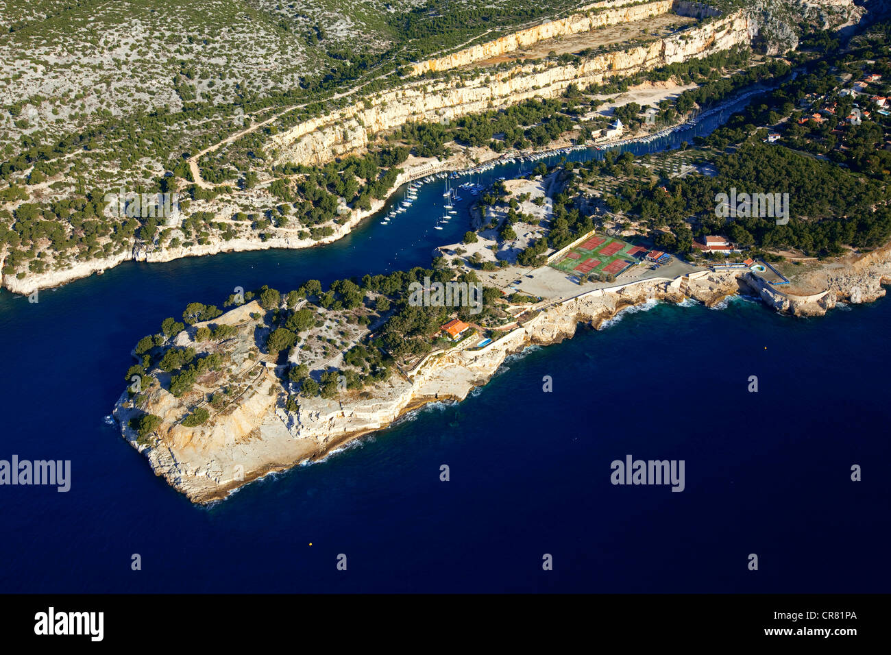 France, Bouches du Rhone, Cassis, Port Miou peninsula, Port Miou cove ...