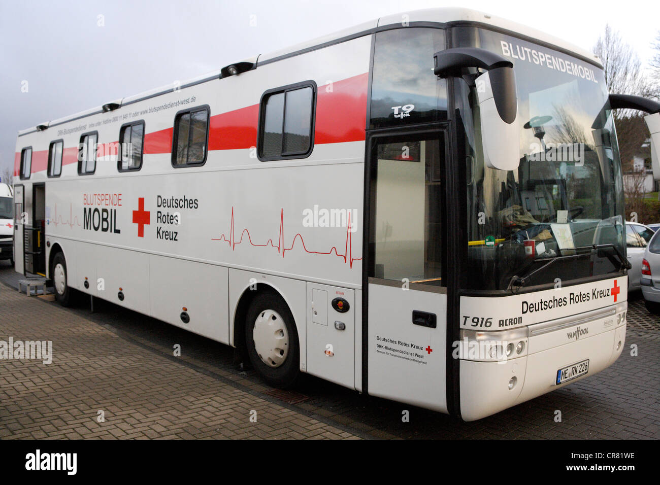 Mobile blood donation bus of the German Red Cross Blood Donor Service ...