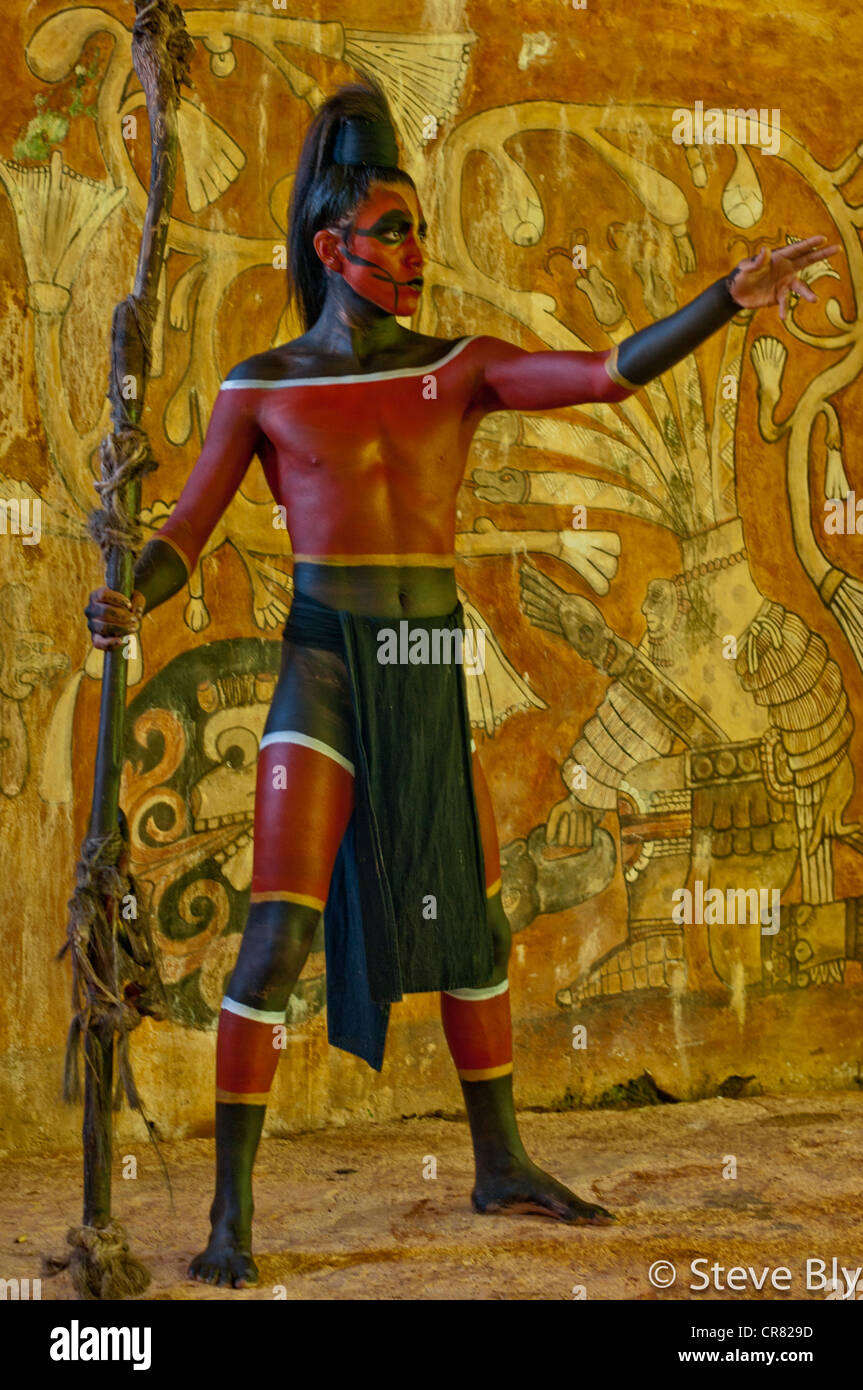 A Maya Actor/Dancer Serpiente (Rattle Snake) performing a Mayan Ritual ...