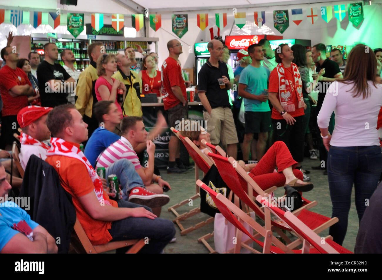 Poland soccer fans in pub Stock Photo - Alamy