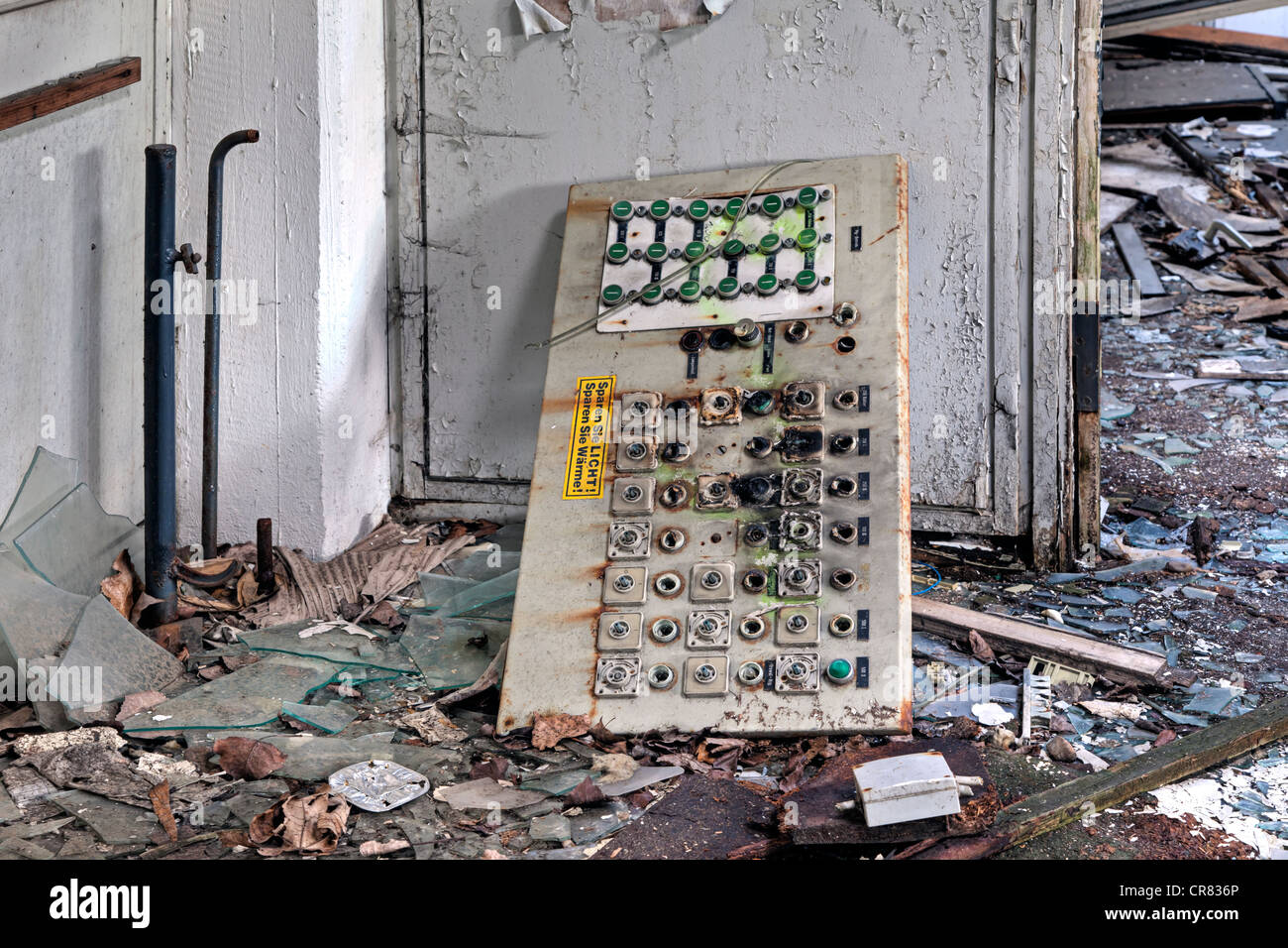 Switch panel, destruction, abandoned factory Stock Photo - Alamy
