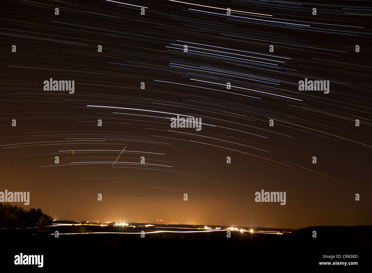 Night sky with light pollution, Ulm, Baden-Wuerttemberg, Germany ...