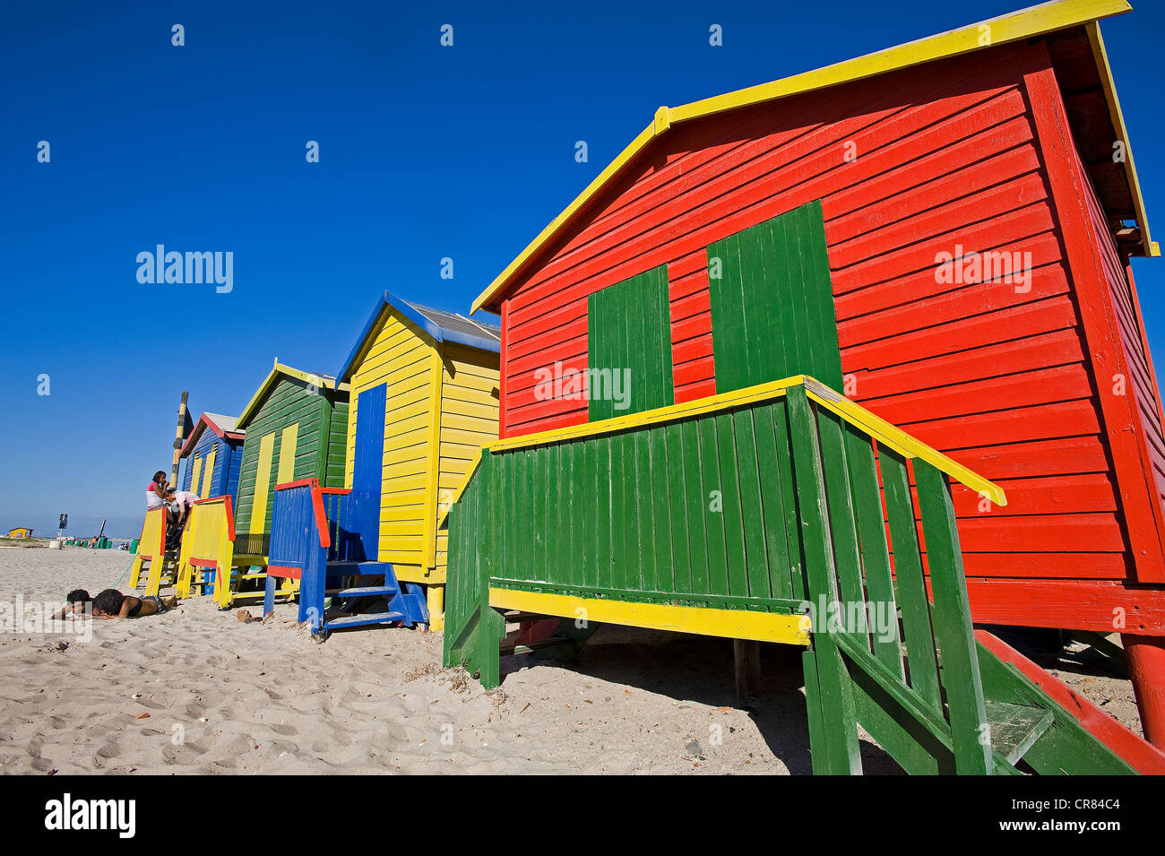 South Africa, Western Cape, Cape peninsula, Muizenberg, beach huts ...