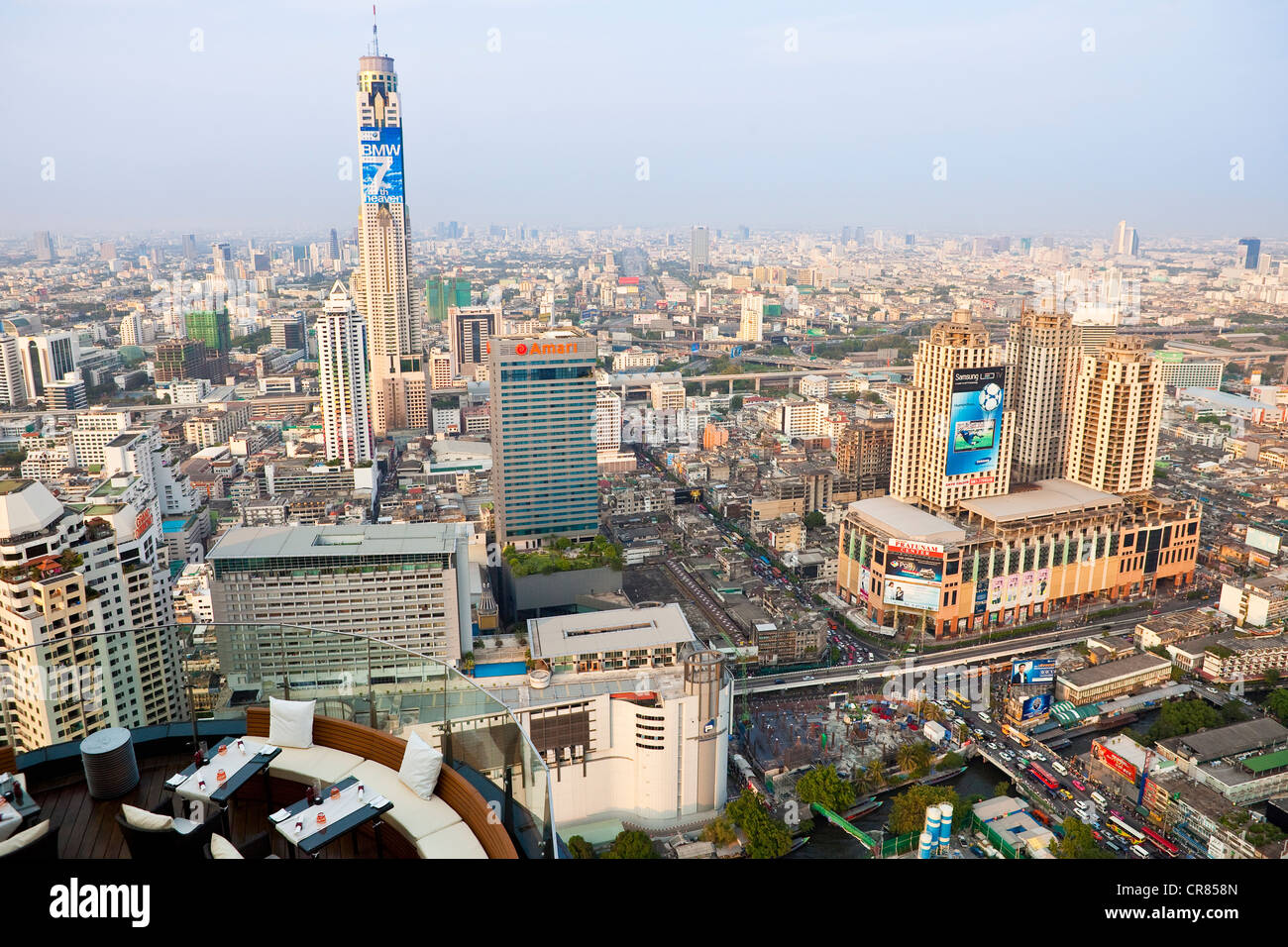 Thailand, Bangkok, Siam square district, the Red Sky Bar on the 55th ...