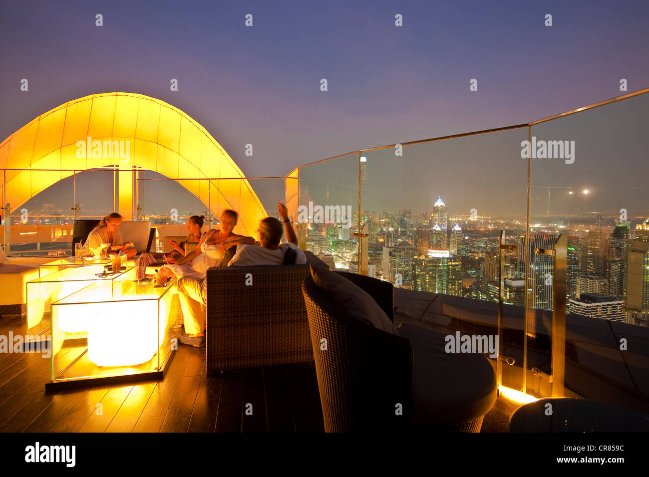 Thailand, Bangkok, Siam square district, the Red Sky Bar on the 55th ...